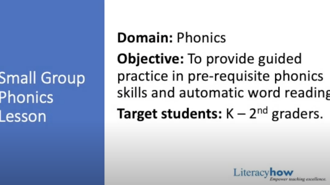 Small Group Phonics Lesson - Literacy How
