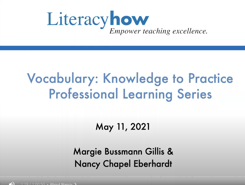 Professional Learning Series - Vocabulary - Literacy How